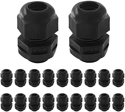 Cionyce 20 Pack NPT 3/8 Cable Glands Black Cord Grips Nylon Strain ...