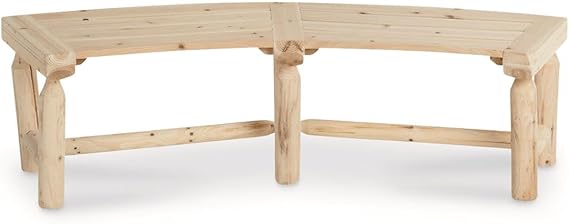 Amazon.com : CASTLECREEK Curved Fire Pit Bench, Wood Log Bench Seat ...