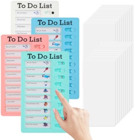 To Do Liste Kinder, 4er Set Memo-Boards, 20x12 cm Aufgabenplaner,mit 20 ...