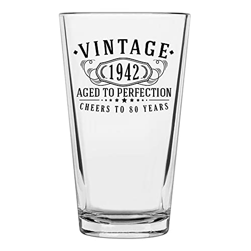 Buy Vintage 1942 Printed 16oz Pint Soda Glass - 80th Birthday Aged to ...