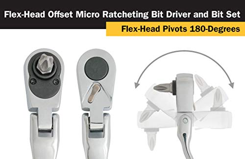 TITAN 11212 4-1/8-Inch Flex-Head Offset Micro Ratcheting Bit Driver and ...