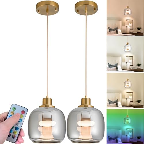 Battery Operated Pendant Light with Remote Control,White Ceiling ...