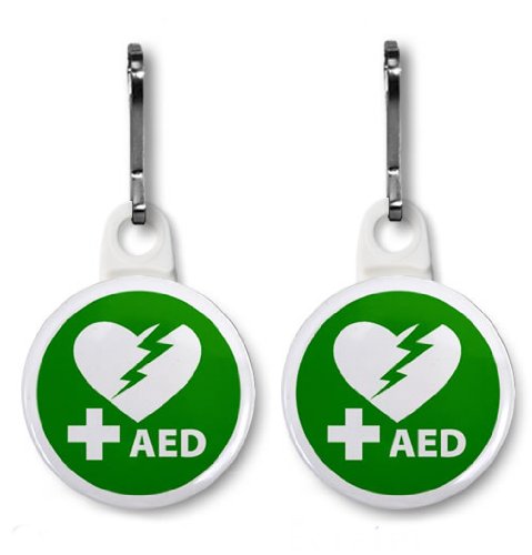 Amazon.com: AED Defibrillator Certified 2-Pack of 1 inch Zipper Pull ...