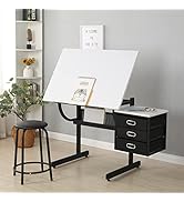 Amazon.com: Gynsseh Drafting Table with Stool, Adjustable Height ...