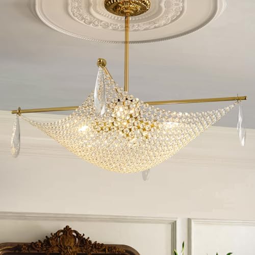 Gold Crystal Chandeliers 20 Inch Mid Century Square Crystal Chandelier ...
