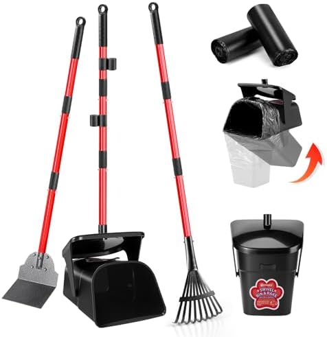 Ormalla Pooper Scooper Swivel Bin & Rake & Spade with 60 Waste Bags ...