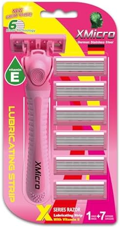 Amazon.com: XMicro® Pink Razors For Women, 1 Razor, 7 Blade Refills ...