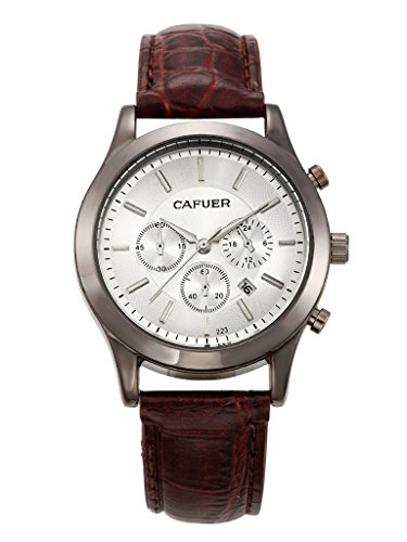 Buy Cafuer® Branded Chronograph Look with Date Calendar Display Brown ...
