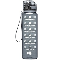 32oz Motivational Water Bottle with Time Marker & Fruit Strainer, Leak ...