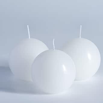 Amazon.com: MOZEAL Hand-Poured, 3 Inch White Round Ball Candles ...
