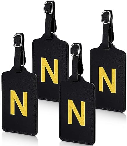 Amazon.com: Paterr 4 Pcs PU Leather Luggage Tag Initial Letter A-Z, Leather Suitcase Tags Bulk ...