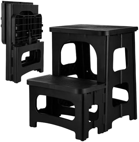 Amazon.com: Folding 2-Step Stool for Adults, Non-Slip Collapsible ...