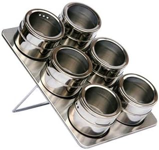 Amazon.com: Stainless Steel Magnetic Spice Storage Tin Rack w/See ...