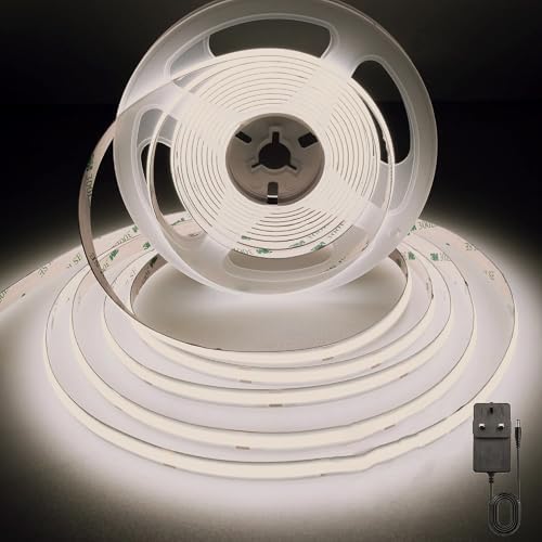 rynli 12v COB LED Strip Light 1M, 4000K Natural White with 90 LEDs Full ...