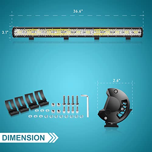 Avenemark 37 Inch LED Light Bar, Triple Row Flood Spot Combo Beam ...