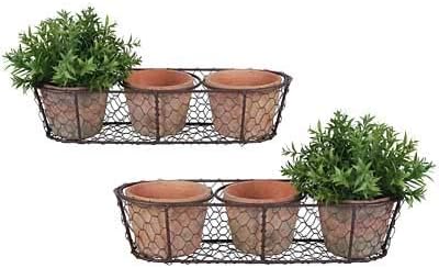 Amazon.com: Esschert Design Aged Terracotta Triple Flower Pots with ...