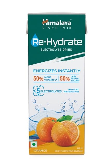 Himalaya RE-HYDRATE Electrolyte Drink Orange Flavor 200ml : Amazon.in ...