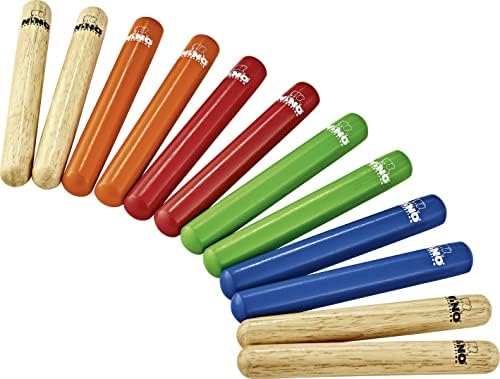 Nino Percussion Wood Claves Instruments - 6 Pair Wood Claves Set for ...