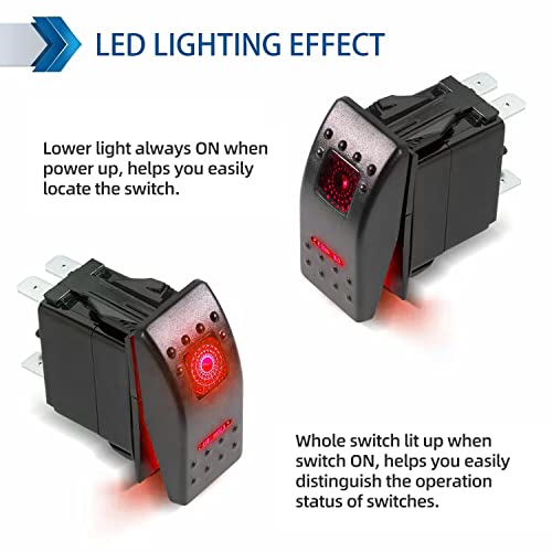 Snapklik.com : FXC Rocker Switch 5Pin Laser On/Off Red LED Light 20A ...