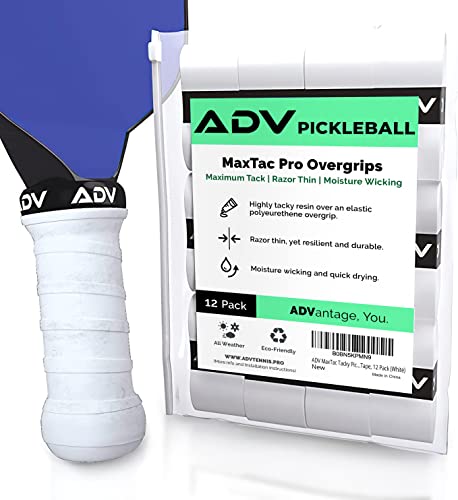 ADV MaxTac Tacky Pickleball Overgrip - 12 Pack - Extremely Sticky Non ...