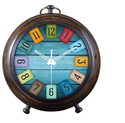 Table Clock Antique Style Wooden Brown Colour with Numeric Number Table ...