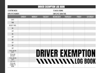 Driver Exemption Log Book: Cute Record Book Gift for any Driver ...