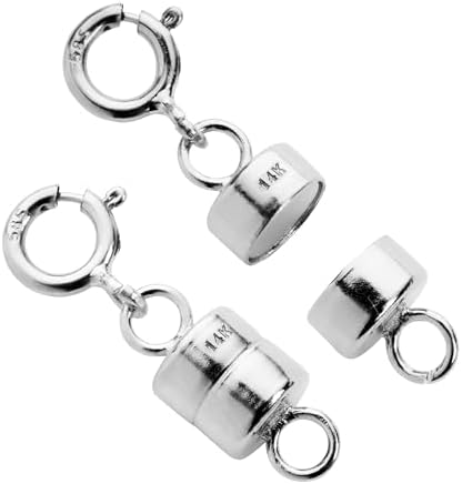 Amazon.com: 14K White Gold Round Magnetic Clasp Converter with Spring ...