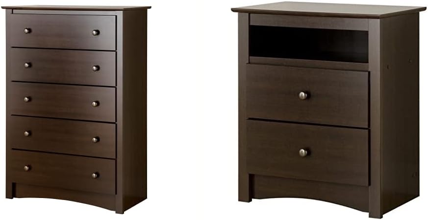 Amazon.com: Prepac Fremont 5-Drawer Chest and 2 Drawer Nightstand ...