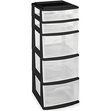 Amazon.com: HOMZ Plastic 6 Drawer Medium Storage Tower, White Frame ...