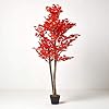 HOMESCAPES 5 ft Red Maple Tree Large Artificial Replica Plant in Pot ...