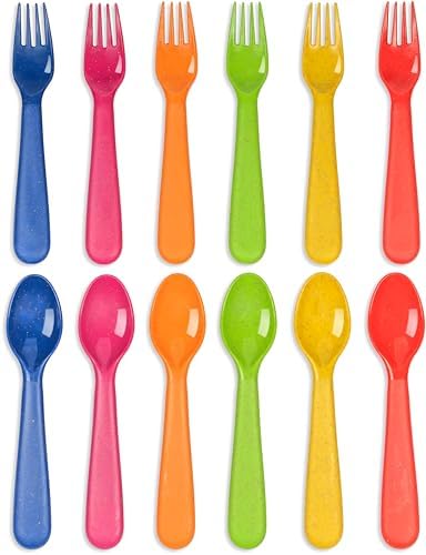 Amazon.com: PLASKIDY Wheat Straw Toddler Utensils Set of 12 - Kids ...