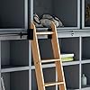 KINMADE 9ft Red Oak Wood Library Ladder with 3.3ft Black Carbon Steel ...