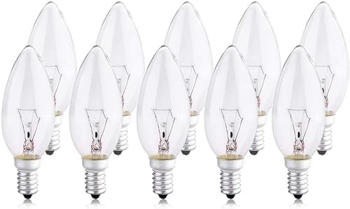Pack of 10 Small Screw Candle Bulbs 40Watt, Clear Edison Screw in Bulb ...
