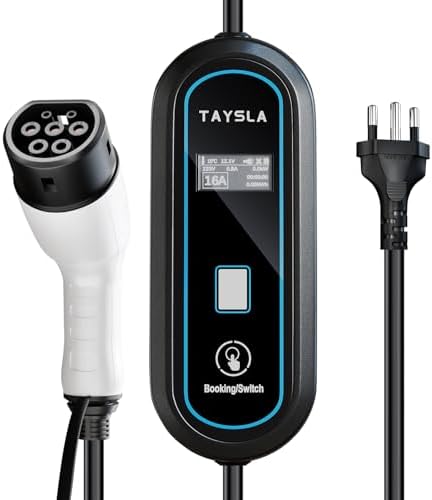 TAYSLA Phantom Portátil Carregador EV 3,5KW 8A 10A 13A 16A Tipo 2 3.5M Cabo De Carregamento ...