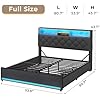 Amazon.com: HAUOMS Full Size Bed Frame with Hidden Storage Headboard ...