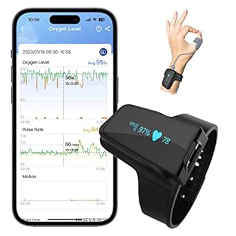 ViATOM Bluetooth Pulse Oximeter with Alarm,Wrist Blood Oxygen ...