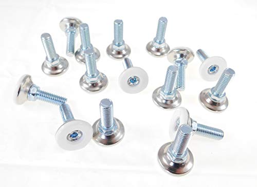 16 Pack Monaco 3/8-16 Non-Swivel W/Hex White Nylon Base Leveler MONO-33 ...