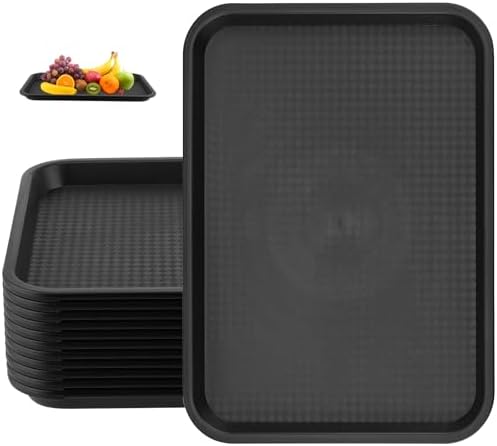 JAPCHET 12 PCS 41.5 x 30.5cm Plastic Fast Food Tray, Rectangular ...