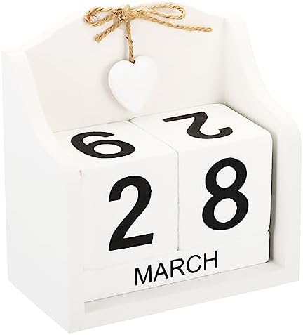 Amazon.com : PATIKIL Vintage Wood Block Perpetual Calendar, Reusable ...