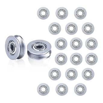 20Pcs V Groove Bearing, V623ZZ Carbon Steel V Groove Pulley Bearing ...