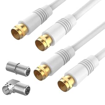 Amazon.com: 2 Pack RG6 Coaxial Cable 3FT, TV Coax Cord Extender, Gold ...