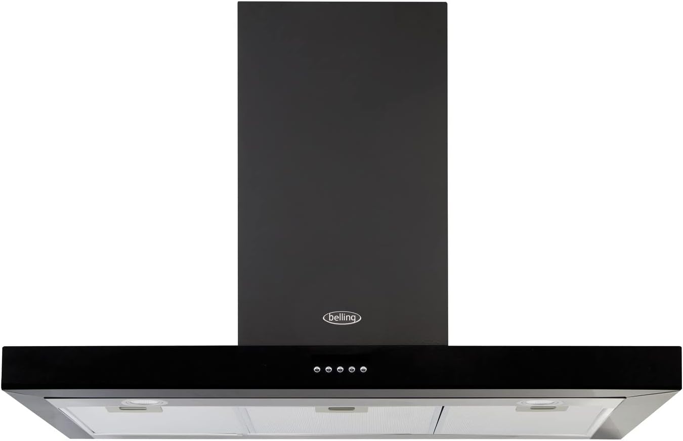 Belling Cookcentre Flat 90, chimney hood, Black, 90cm : Amazon.co.uk ...