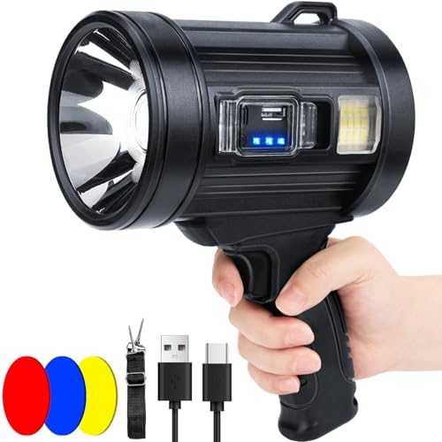 Amazon.com: Sigoobal Rechargeable Spotlight Flashlight, 99,000 Lumens ...