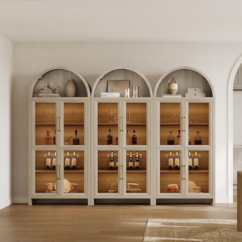 Amazon.com: SICOTAS 74" Display Cabinet with Glass Door, Modern 5-Tier ...