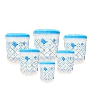 Cranes 6 Pcs Plastic Container Set with Beautiful Design Star (11KG, 7KG, 5KG, 3KG, 2KG, 1KG ...