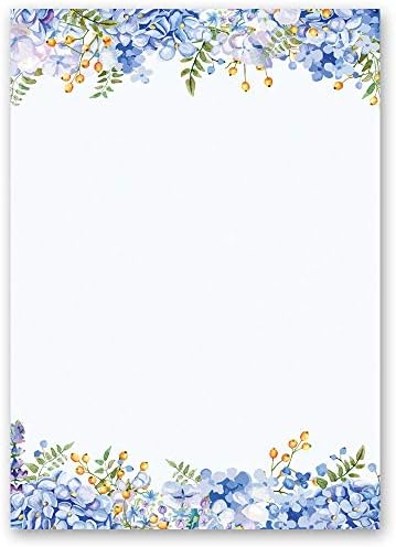 Motif Letter Paper! Flowers & Petals Blue Hydrangeas 100 Sheets DIN A6 ...