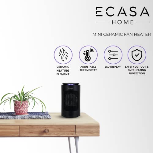 Ecasa Mini Ceramic Desk Fan Auto-Switch Off Electric 1200W Heater with ...