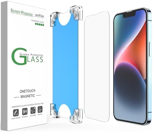 Amazon.com: amFilm 2 Pack Magnetic OneTouch for iPhone 16e/iPhone 14 ...