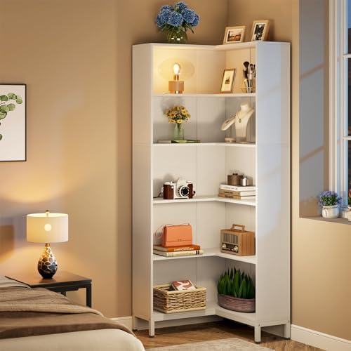 Amazon.com: DDJ 6-Tier Corner Bookshelf, 75.2" Tall Corner Bookcase ...