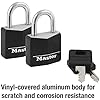 Master Lock Covered Aluminum Padlocks, Small Locks with Keys, Keyed ...